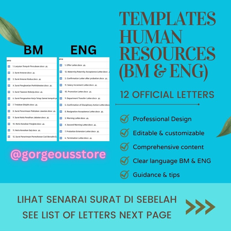 HR OFFICIAL LETTER TEMPLATES BM/ENG (EDITABLE) | Shopee Malaysia