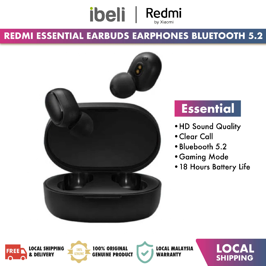 Xiaomi Redmi Buds Essential Earbuds Earphones Bluetooth 5.2 IPX4 Water ...