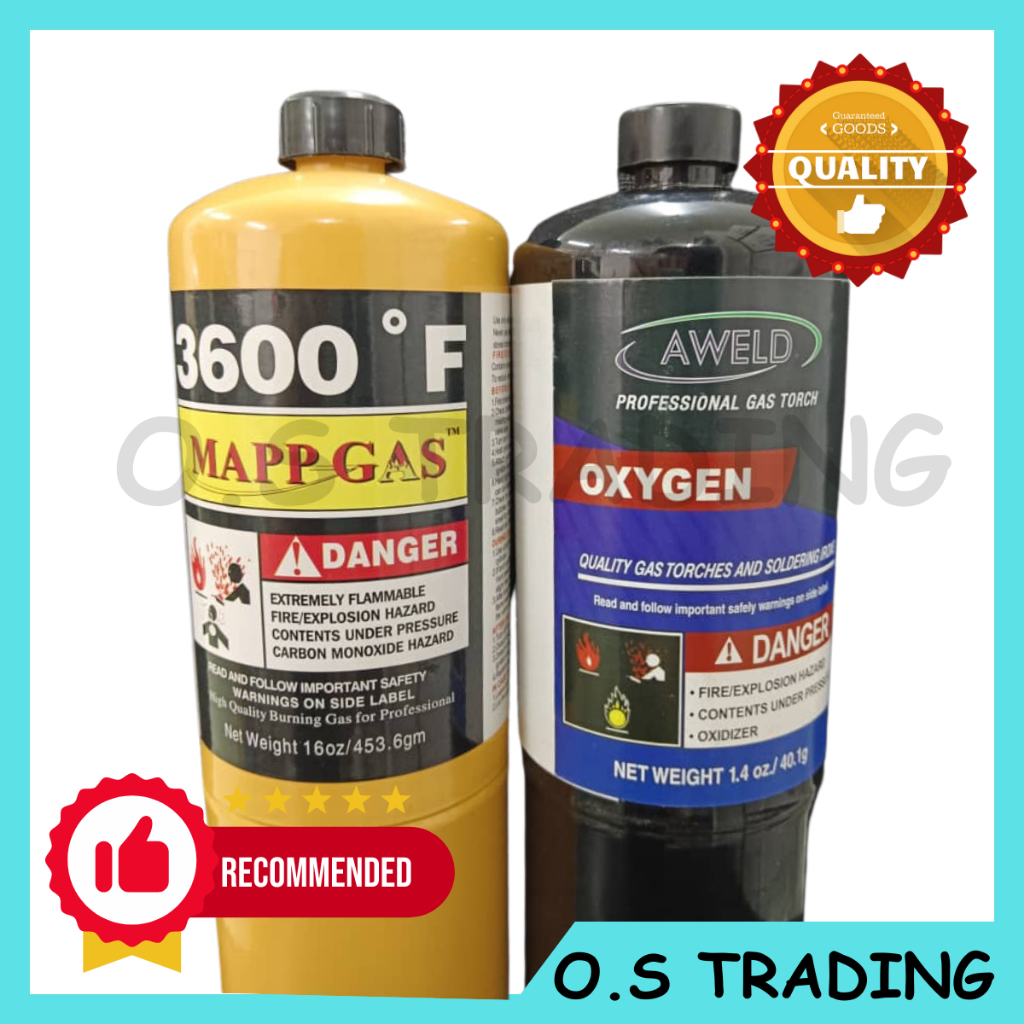 MAPP GAS CYLINDER 16Oz/453.6g Mapp Gas 3600'F / Welding Gas (16oz/453 ...