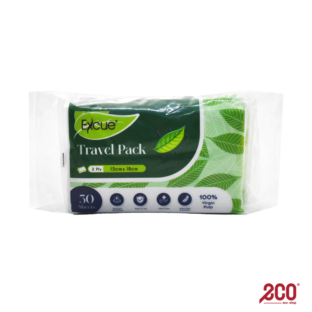 Excue 2 Ply Green Tea Scent Travel Pack Tissue 50 Sheets (3pcs/pack ...