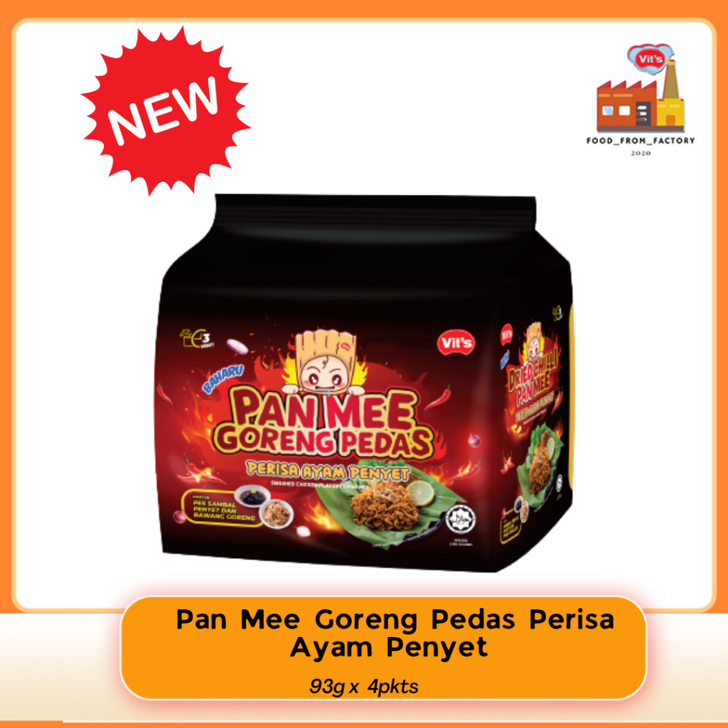 NEW Vit’s Pan Mee Goreng Pedas Perisa Ayam Penyet 93g x 4 pkts | Shopee ...
