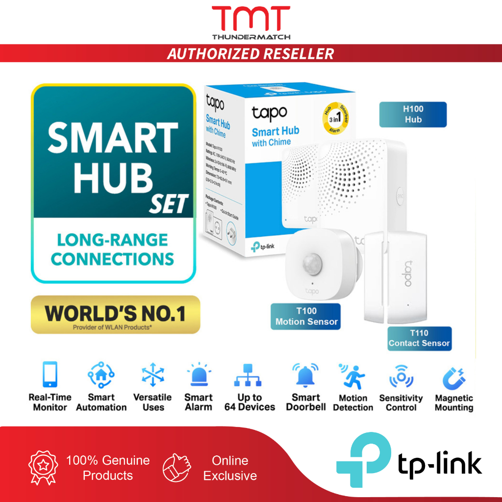 TP-Link Tapo Smart Home Security Bundle Hub with Chime Tapo H100 | T100 ...
