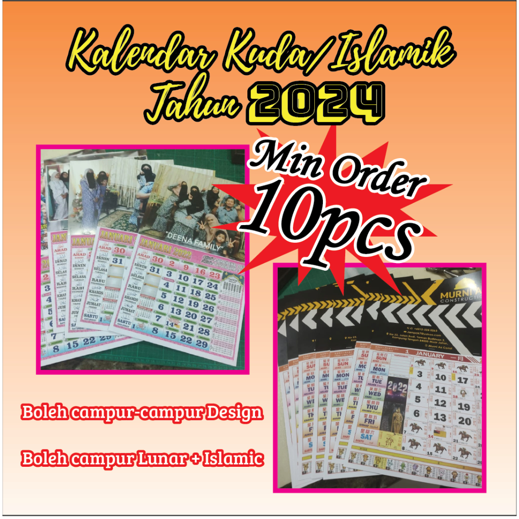 💥HOT ITEM!!!💥 Kalendar 2024 💥CUSTOM DESIGN💥 - 10pcs Kalendar Kuda dan ...