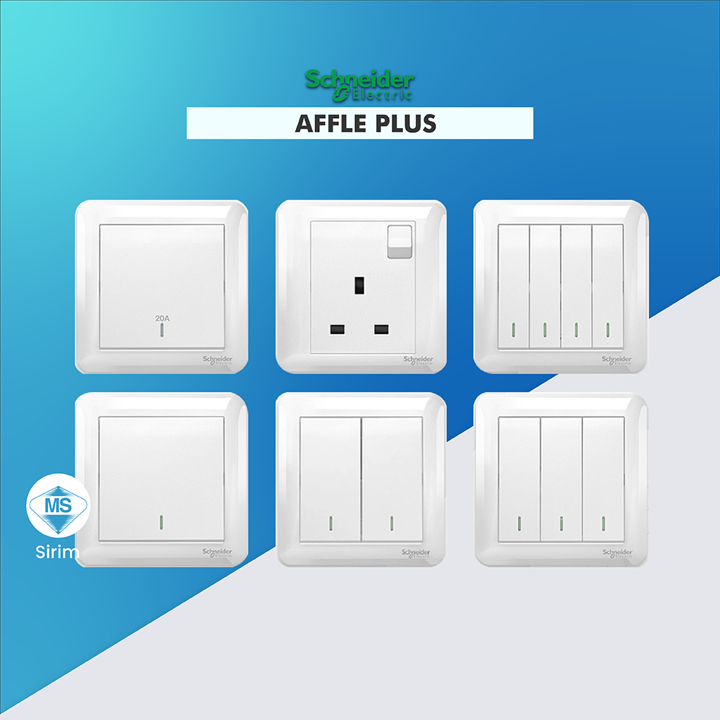 Schneider Affle Plus Series White switches & Sockets Plug Suis Lampu ...