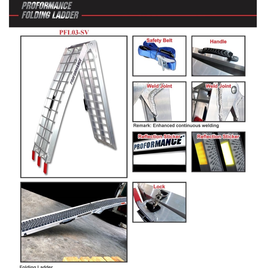 Motorcycle Folding Ladder Bike Ramp Anti-Slip Type / Tangga Tolak Motor ...