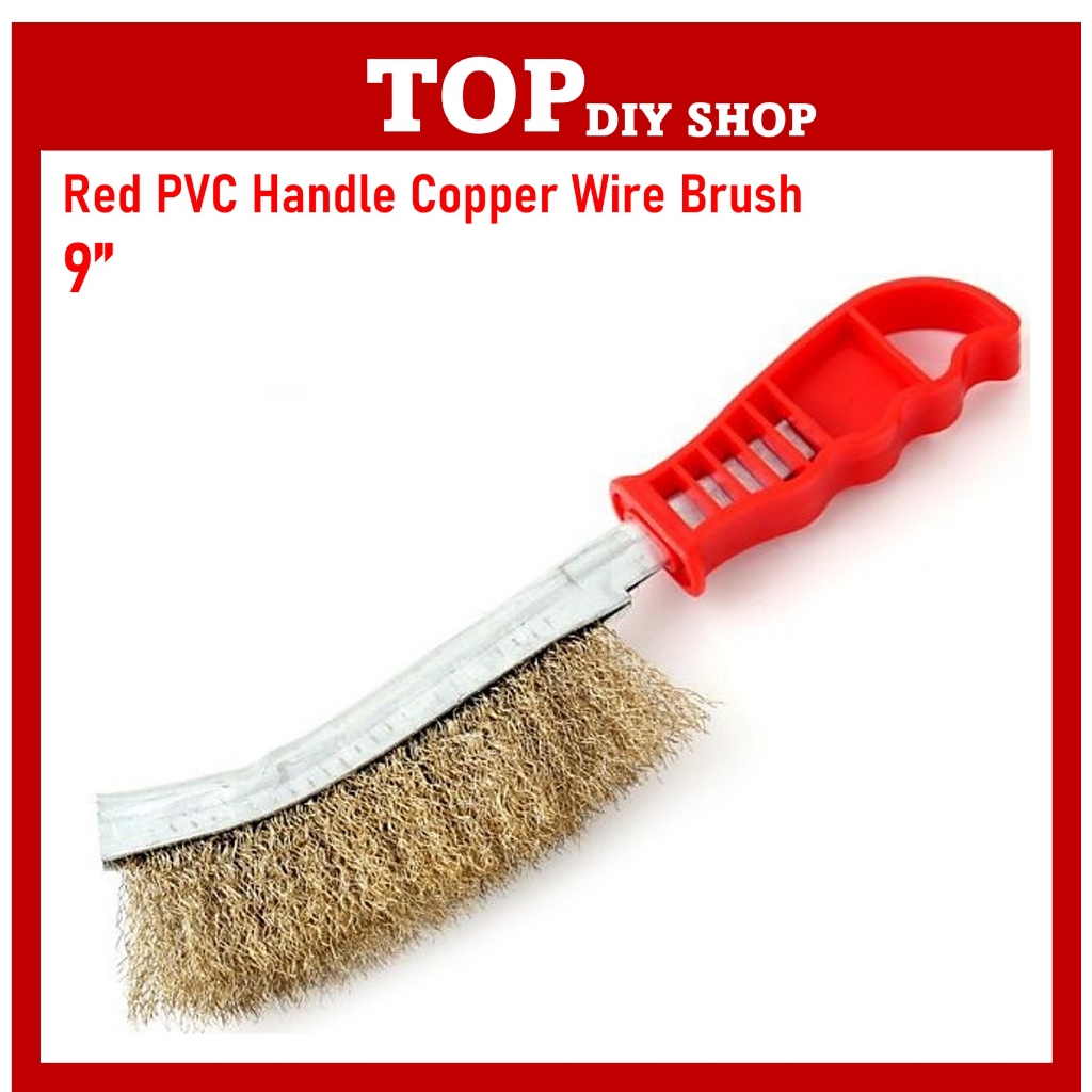 Wire Copper Brush Berus Besi Red Handle Portable Rust Remover Steel ...