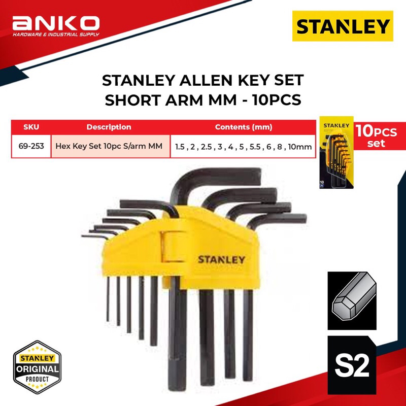 STANLEY ALLEN KEY SET 10 PC SHORT ARM MM | Shopee Malaysia