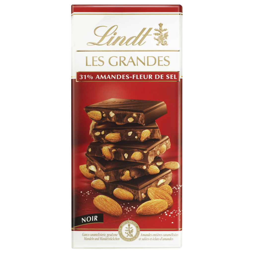 Lindt Les Grandes 31% Almond (Amandes) Fleur de Sel,150g (Assorted ...