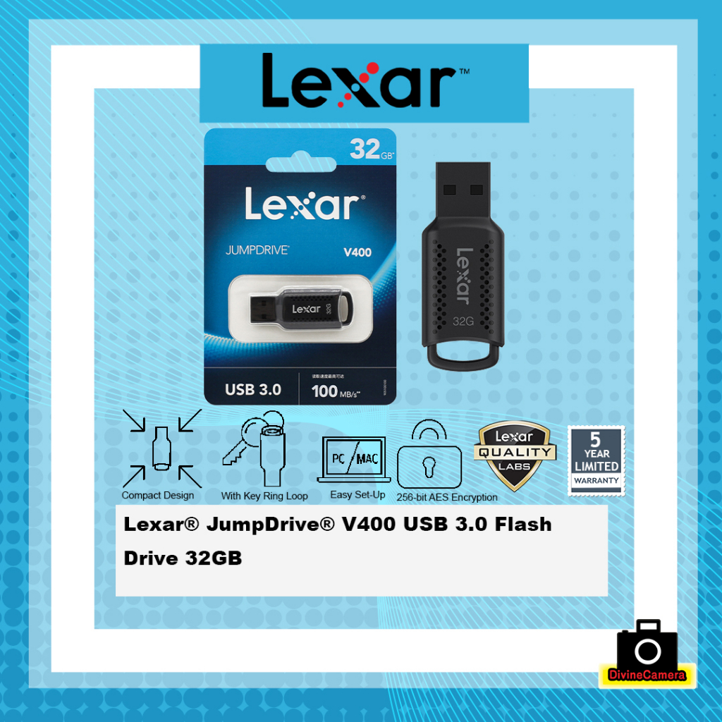 Lexar® JumpDrive® V400 USB 3.0 Flash Drive (32GB) (64GB) (128GB) | Shopee Malaysia