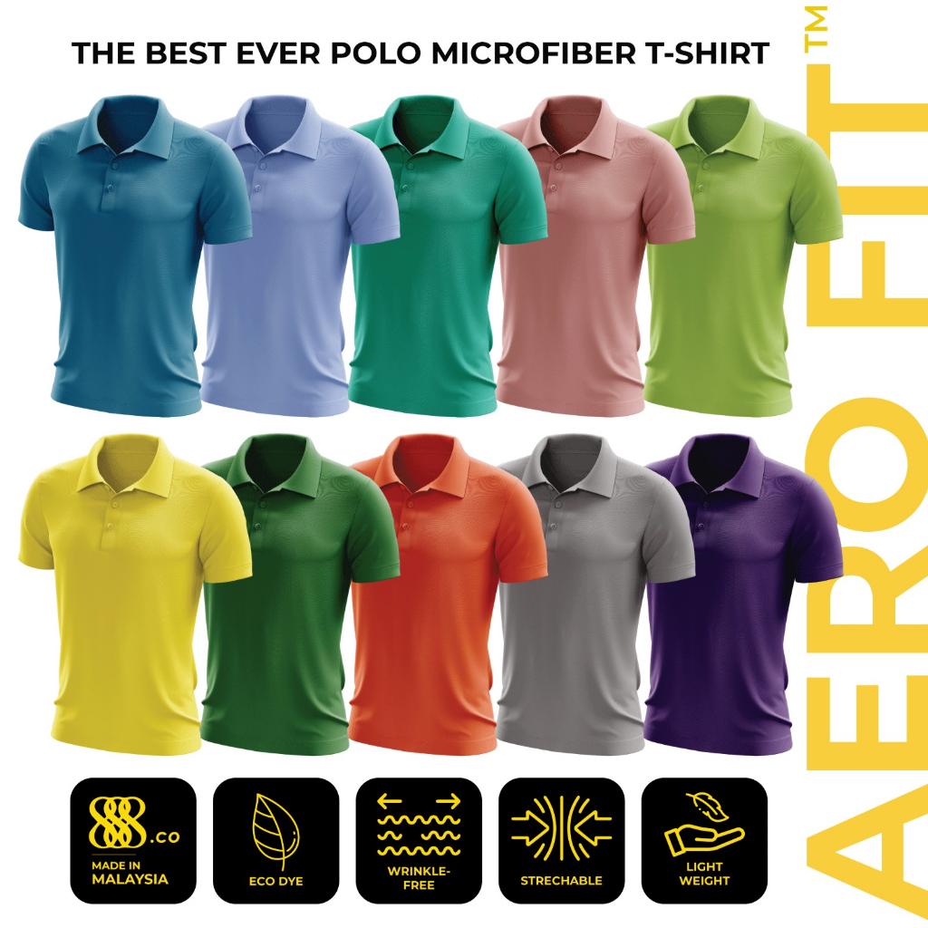 888.CO MICROFIBER POLO COLAR T-SHIRT (FAST-DRY/COOL-MAX) ANTI-BACTERIA ...