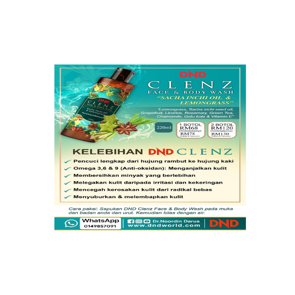 DND CLENZ FACE AND BODY WASH (220 ml) | Shopee Malaysia