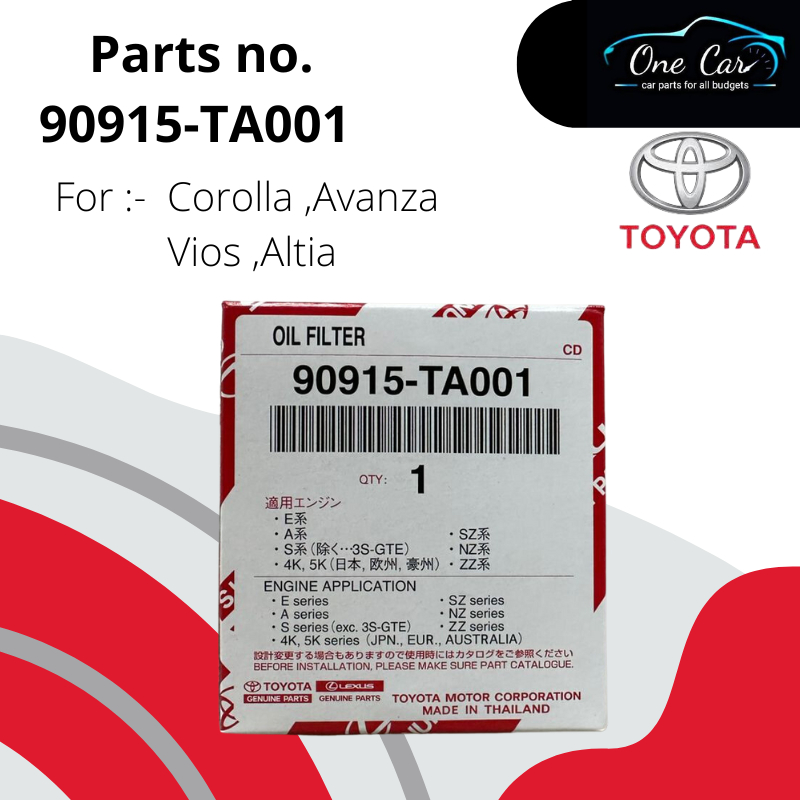 Oil Filter Toyota Vios ,Altis ,Avanza ,Corolla ,Wish -90915-TA001/YZZN2 ...