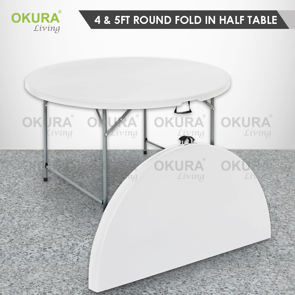 OKURA 4ft/5ft/5.7ft Round Fold Half Table Banquet Table Folding ...
