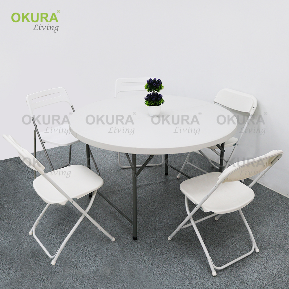 OKURA 4ft/5ft/5.7ft Round Fold Half Table Banquet Table Folding ...