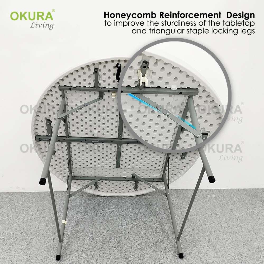 OKURA 4ft/5ft/5.7ft Round Fold Half Table Banquet Table Folding ...