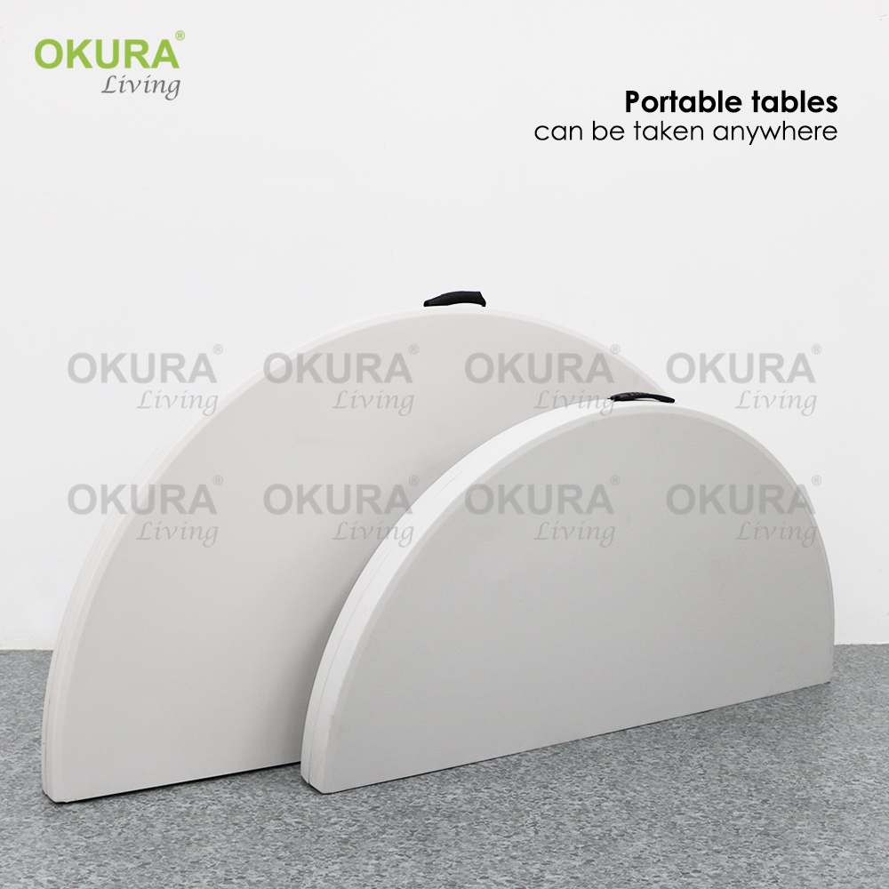 OKURA 4ft/5ft/5.7ft Round Fold Half Table Banquet Table Folding ...