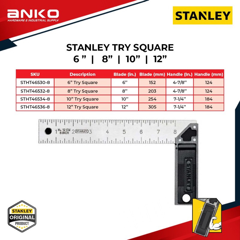 STANLEY TRY SQUARE ( 6” | 8” | 10” | 12” ) | Shopee Malaysia