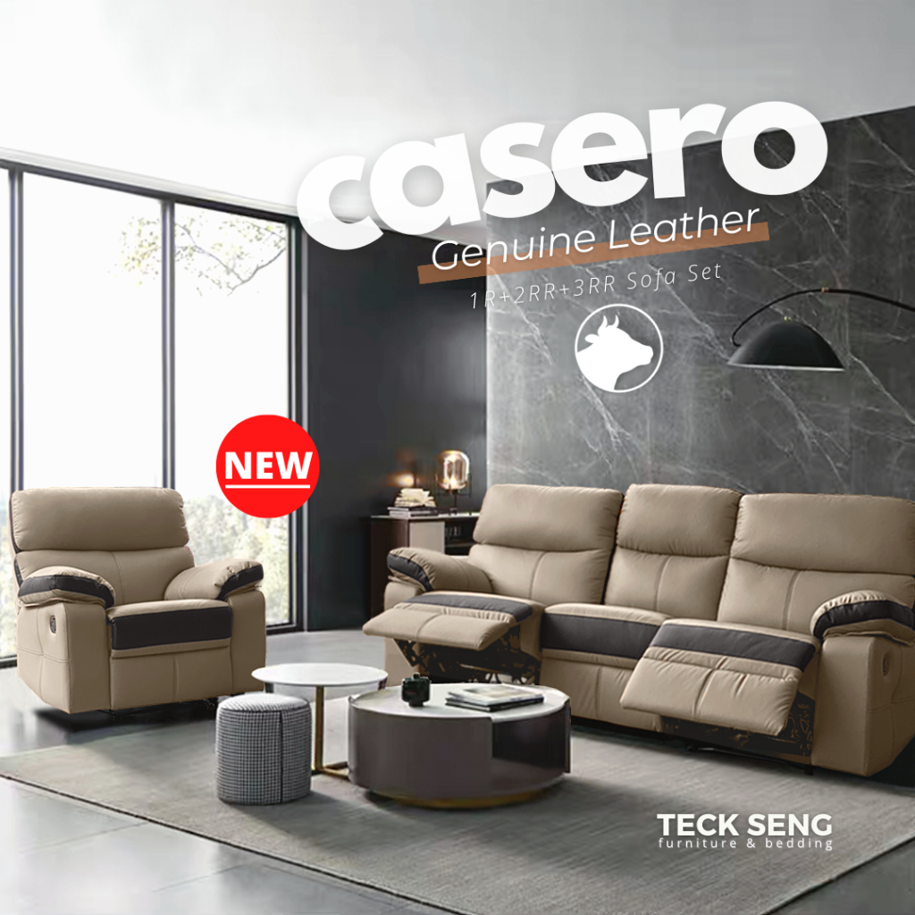 [TECK SENG] Italian Minimalist Leather Sofa/ Genuine Cowhide Leather ...
