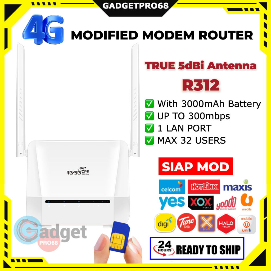 R312 4G Modem Modified Unlocked 3G 4G LTE WiFi Modem CPE Router Home ...