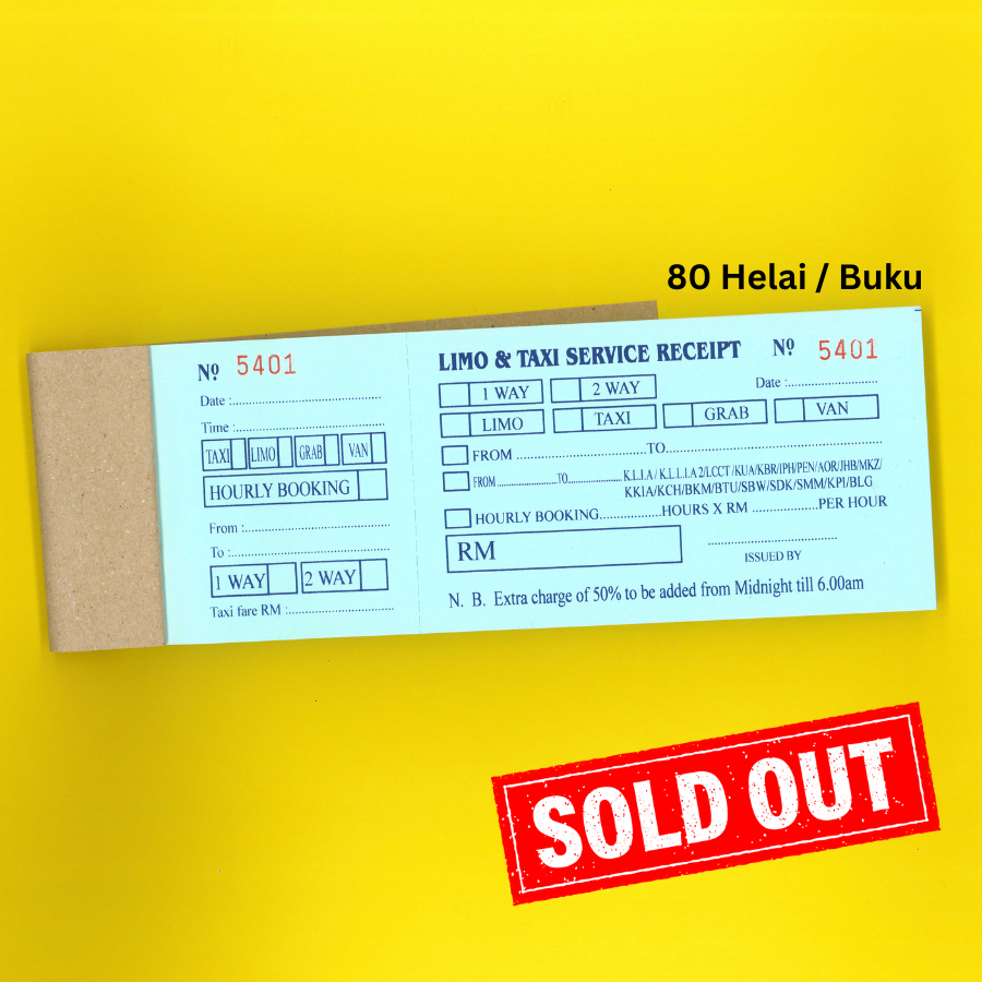 1 Buku Resit Servis untuk Van, Taxi, Grab, Limo (1 way & 2 way ...