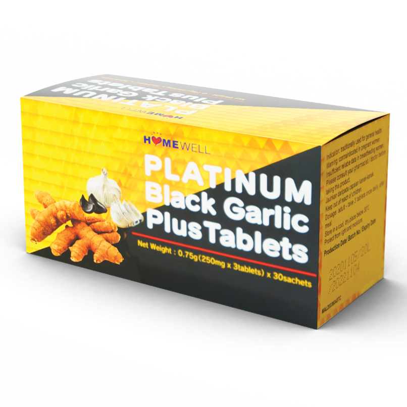 Homewell Platinum Black Garlic Plus Tablets 0.75g (250mg x 3 tablets) x ...