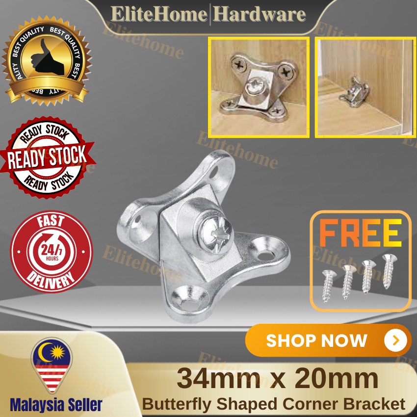 【EliteHome】(1 Pcs) Butterfly Shaped Corner Bracket Screws Zinc Alloy ...
