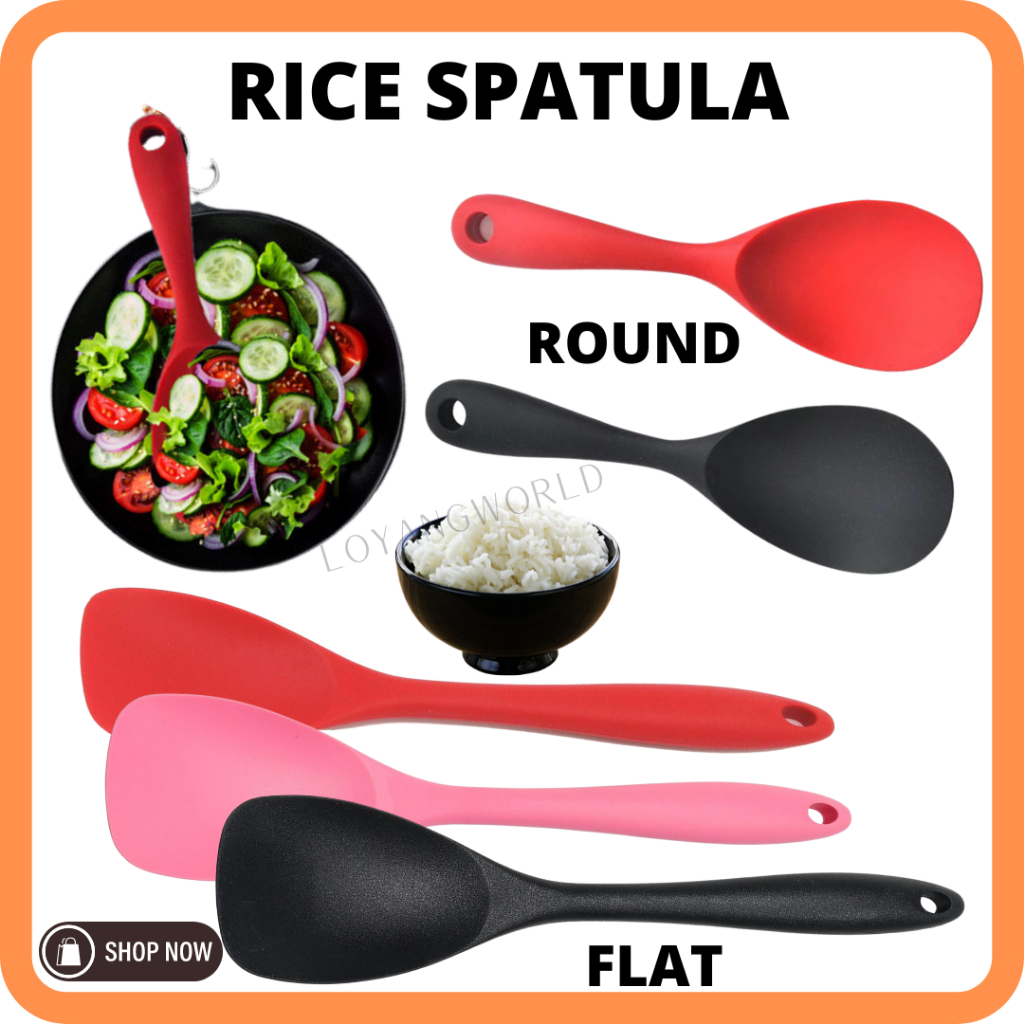 Silicone Rice Paddle Flat Round Spatula Senduk Nasi Silikon Heat ...