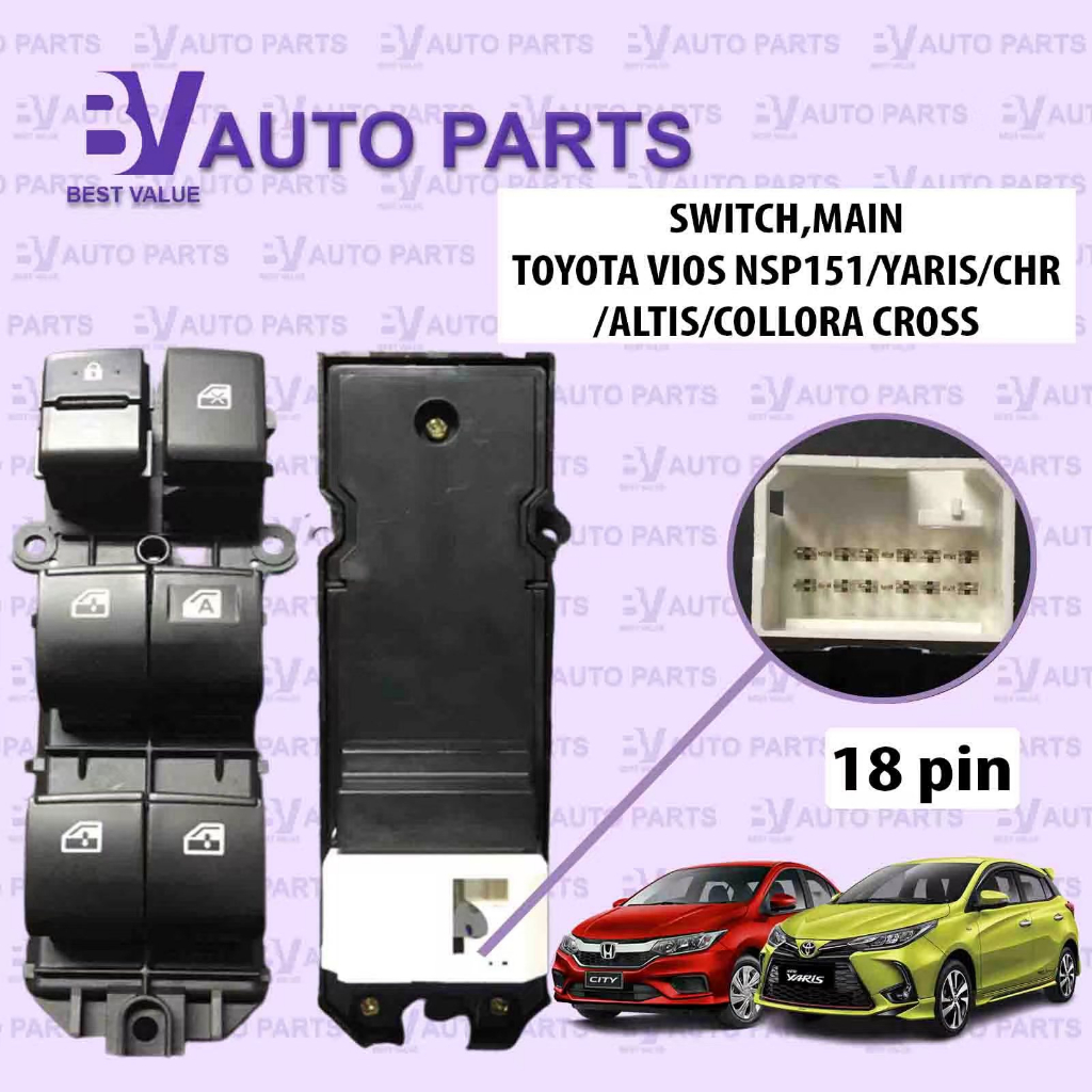 TOYOTA VIOS NSP 151 NSP151 YARIS CHR SEINTA POWER WINDOW MAIN SWITCH ...