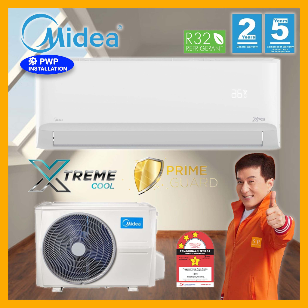 Midea 1.0HP-2.5HP Xtreme Cool R32 Non Inverter Air Conditioner (MSAG-10CRN8 / MSAG-13CRN8 / MSAG ...