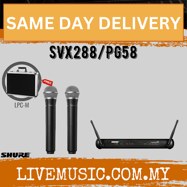 Shure SVX288/PG58 Dual Vocal Wireless System with Free LPC-M Hard Case ...