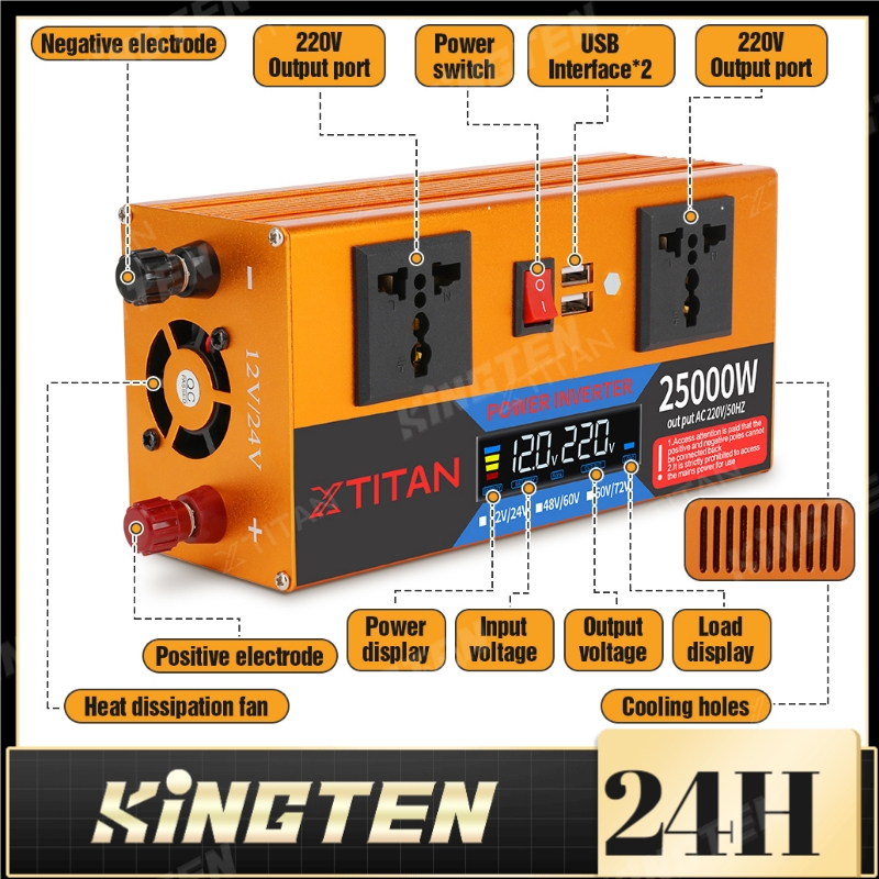KINGTEN®DC12V/24V to AC220V/240V Car Inverter Vehicle Voltage Converter ...