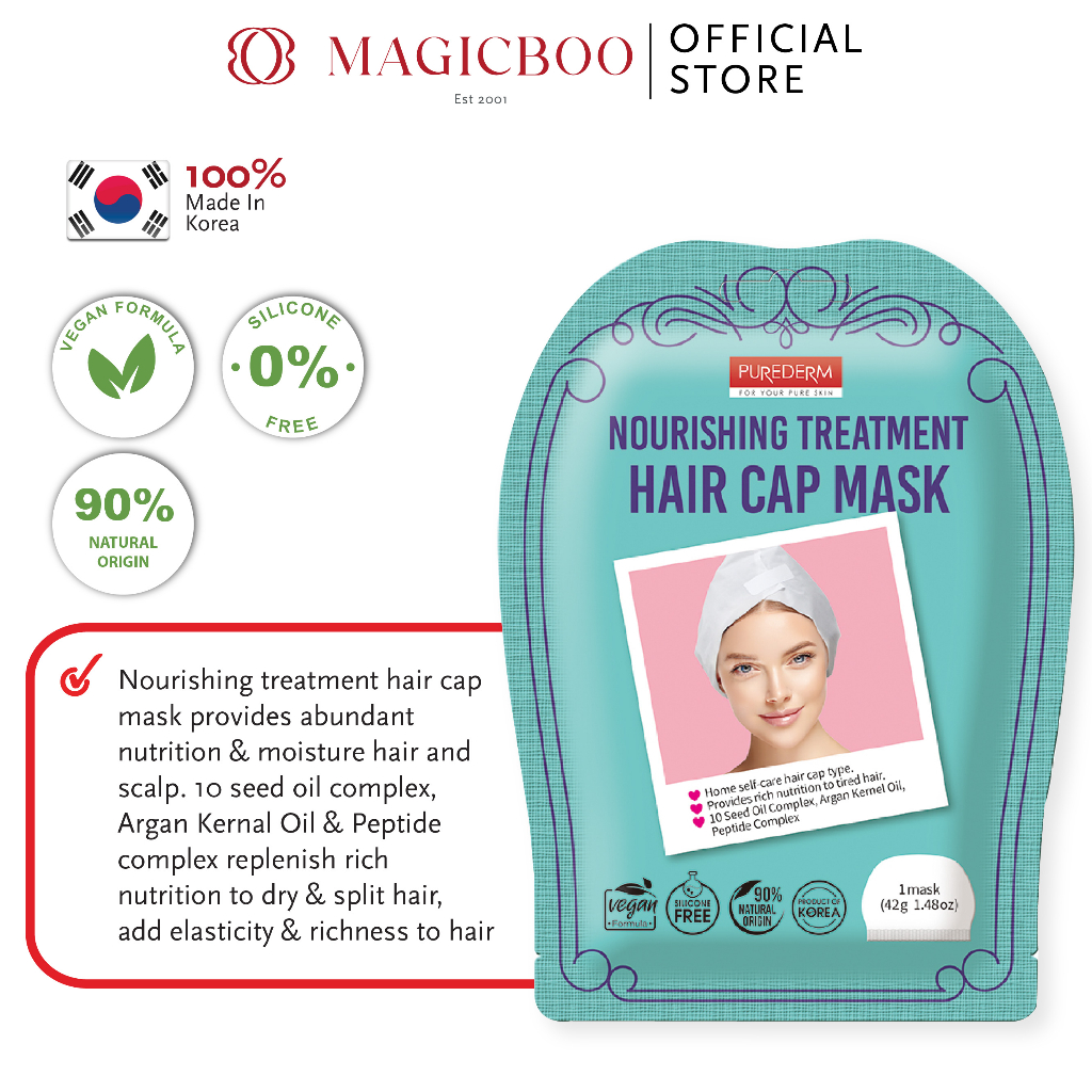 Magicboo Purederm Nourishing Treatment Hair Cap Mask (42g) | Shopee ...
