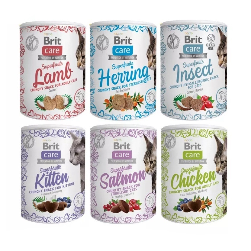 Brit Care Superfruits Crunchy Snacks For Cat / Kitten 100G | Shopee ...