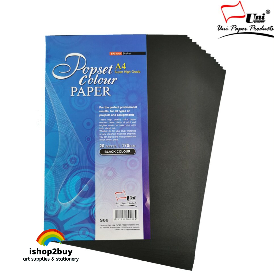 A4 Black Colour Paper 170gsm Card Kertas Kad Hitam 20 sheets | Shopee ...
