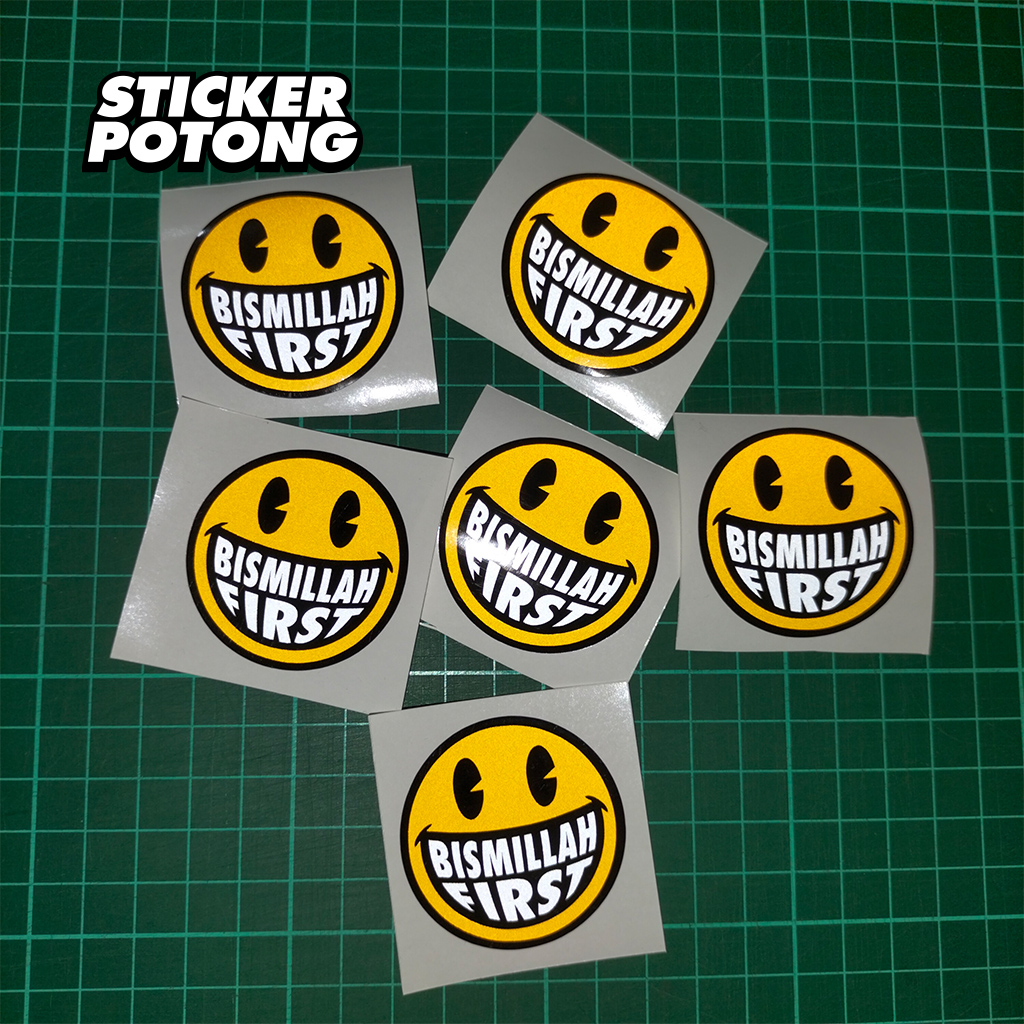 STICKER POTONG - Smiley Bismillah First - Reflective/Pantul Cahaya ...