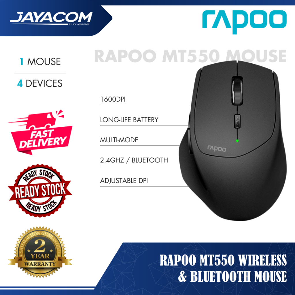 Rapoo MT550 Wireless & Bluetooth Mouse (Multi-Mode Wireless Connection ...