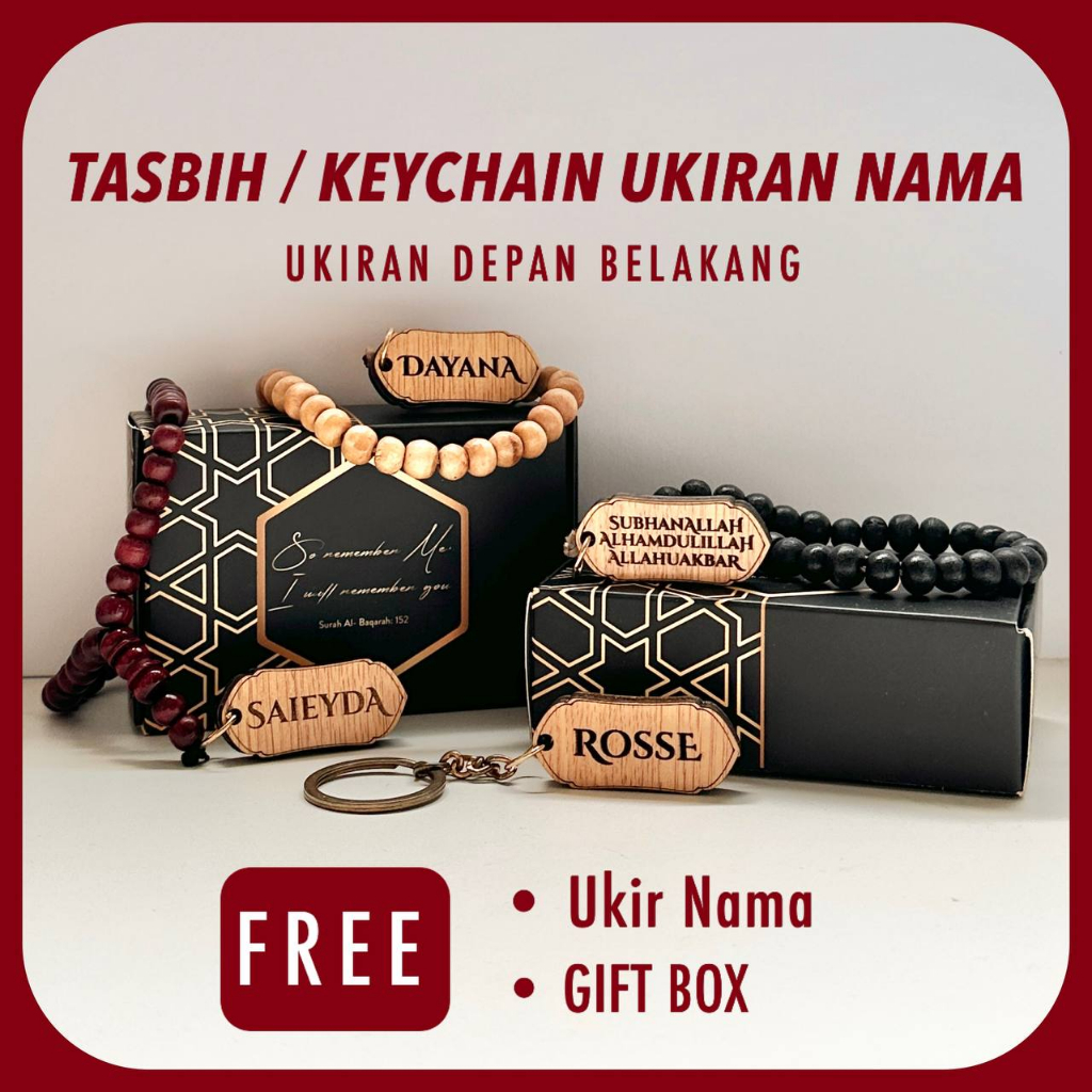 Tasbih Ukir Nama OAK UPDATED 2026 Door Gift ORIGINAL Klasik handmade ...