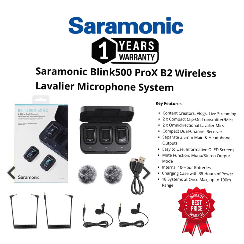 Saramonic B500 ProX B2 Wireless Lavalier Microphone System (1 years ...