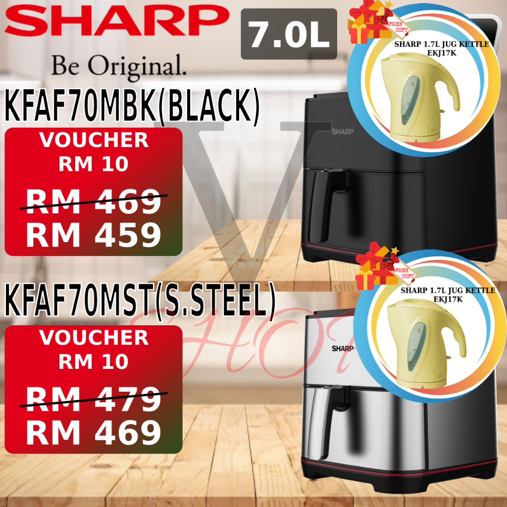 SHARP 5L AIR FRYER KFAF50MBK / KFAF50MST // SHARP 7L AIR FRYER ...