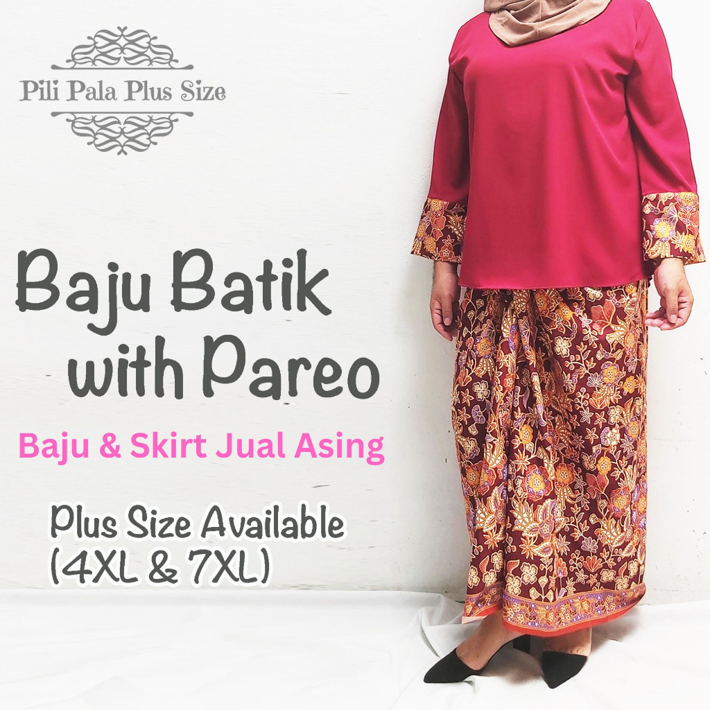 Blouse Batik Muslimah Plus Size 4XL & 7XL and Pario Batik Skirt By Pili ...