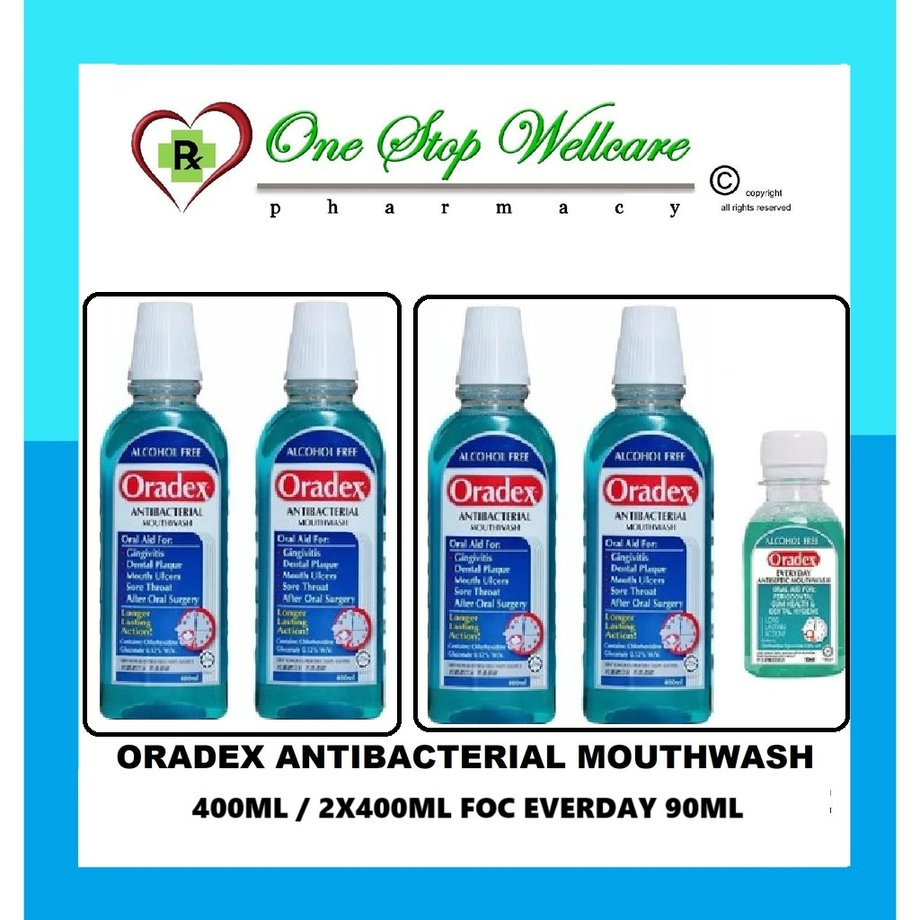 ORADEX ANTIBACTERIAL MOUTHWASH 2X400ML / 2X400ML FOC EVERYDAY 90ML (EXP ...