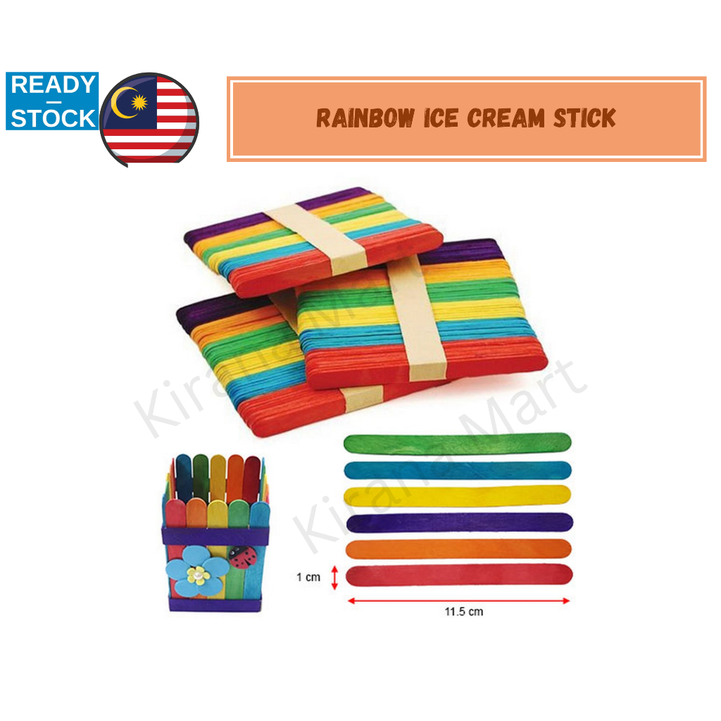 Rainbow Ice Cream Stick Craft / DIY Craft Ice Cream / DIY Batang ...