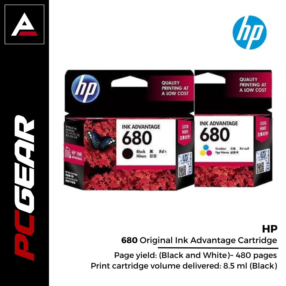 HP 680 Single Pack | Black or Tri-color Original Ink Advantage ...
