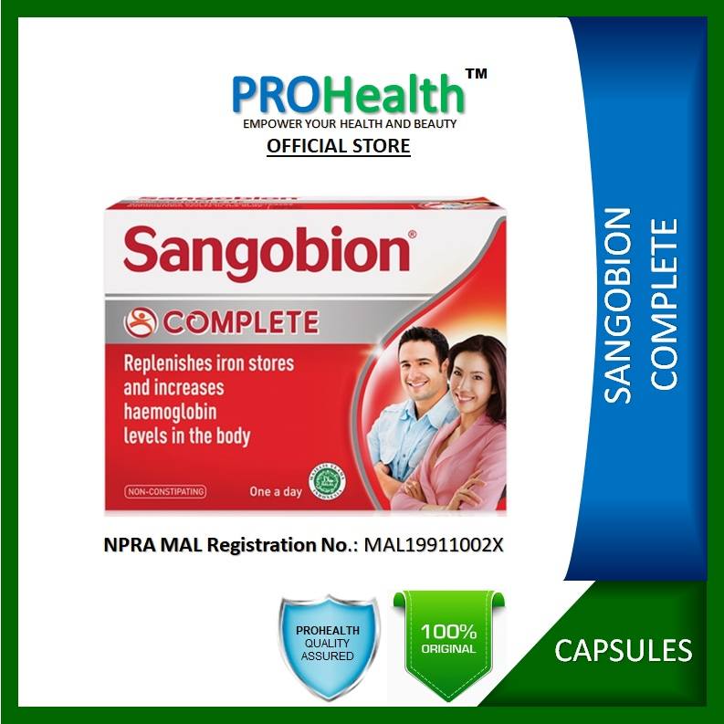 SANGOBION COMPLETE [Ferrous Gluconate] 28 CAPSULES Expiry:11/2026 ...