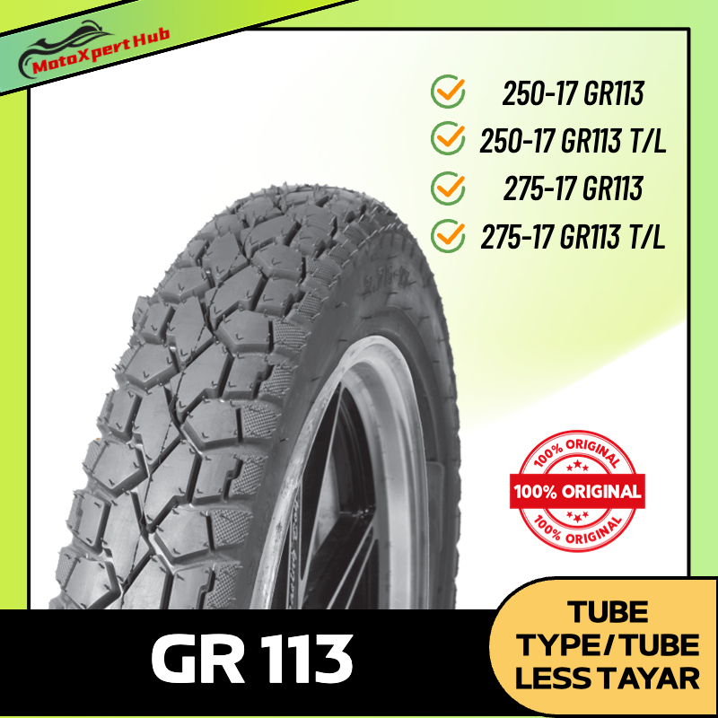 GRT Motorcycle Tubeless/Tubetype Tyre GR113 grt Motor Tube Type Tayar ...