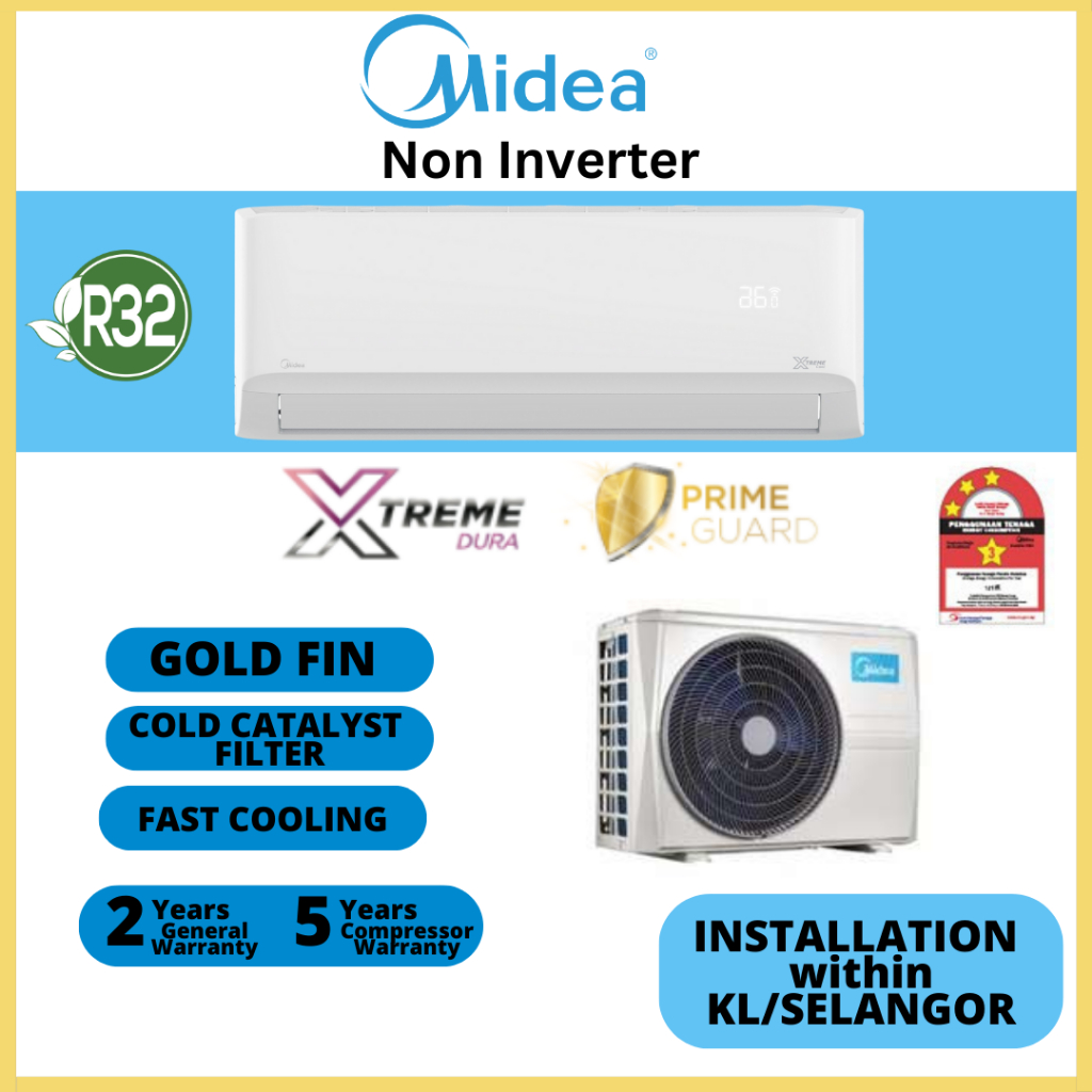 Midea Air conditioner New R32 1HP, 1.5HP & 2HP (MSAG-09CRN8) Non Inverter | Shopee Malaysia