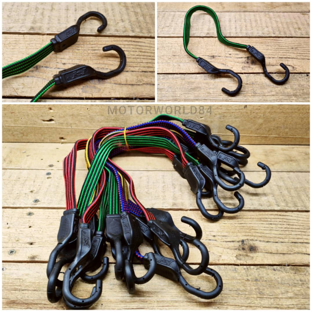 UNIVERSAL MIX COLOUR BUNGEE CORD WITH HOOK FLAT STRAPS ELASTIC RUBBER BAND CORD GETAH TALI IKAT MOTOR LUGGAGE STRAPS Shopee Malaysia