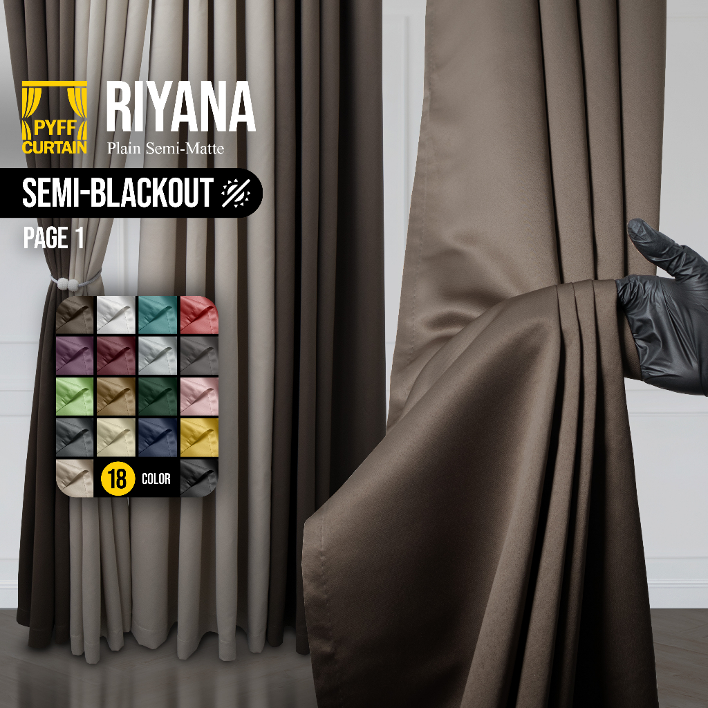 PYFF CURTAIN | {pg.1} RIYANA plain blackout modern curtain, langsir ...
