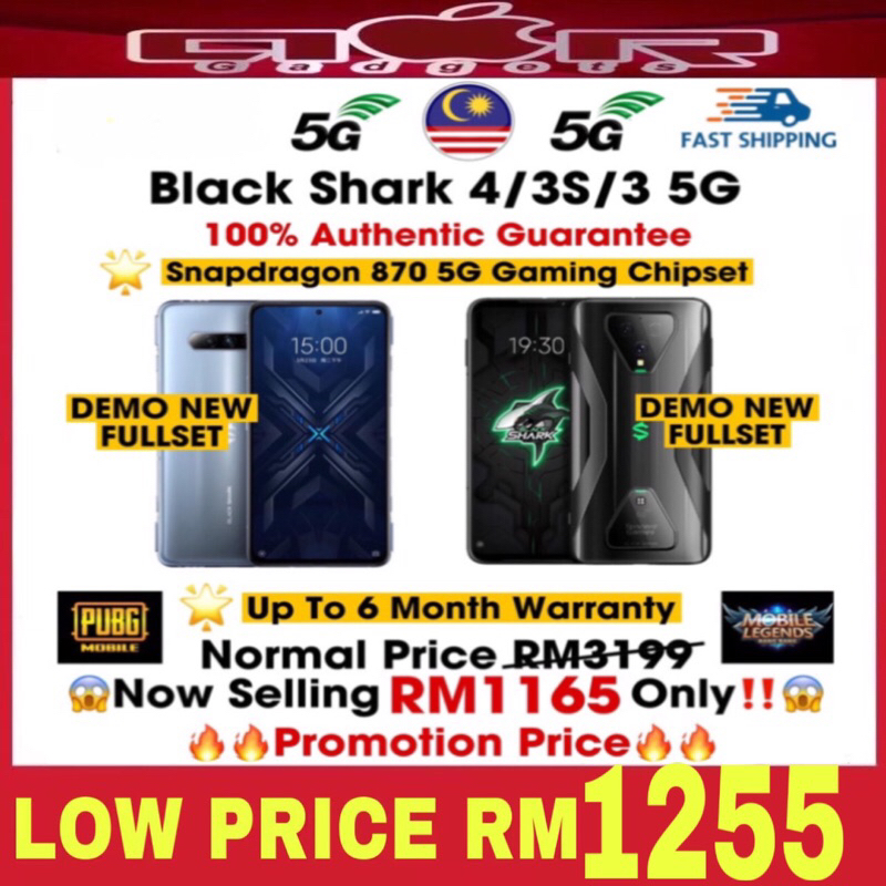 (GLOBAL) Xiaomi Black Shark 3 (5G Dual Sim) Gaming Edition 8+128GB 6.67Inch 90Hz Amoled ...