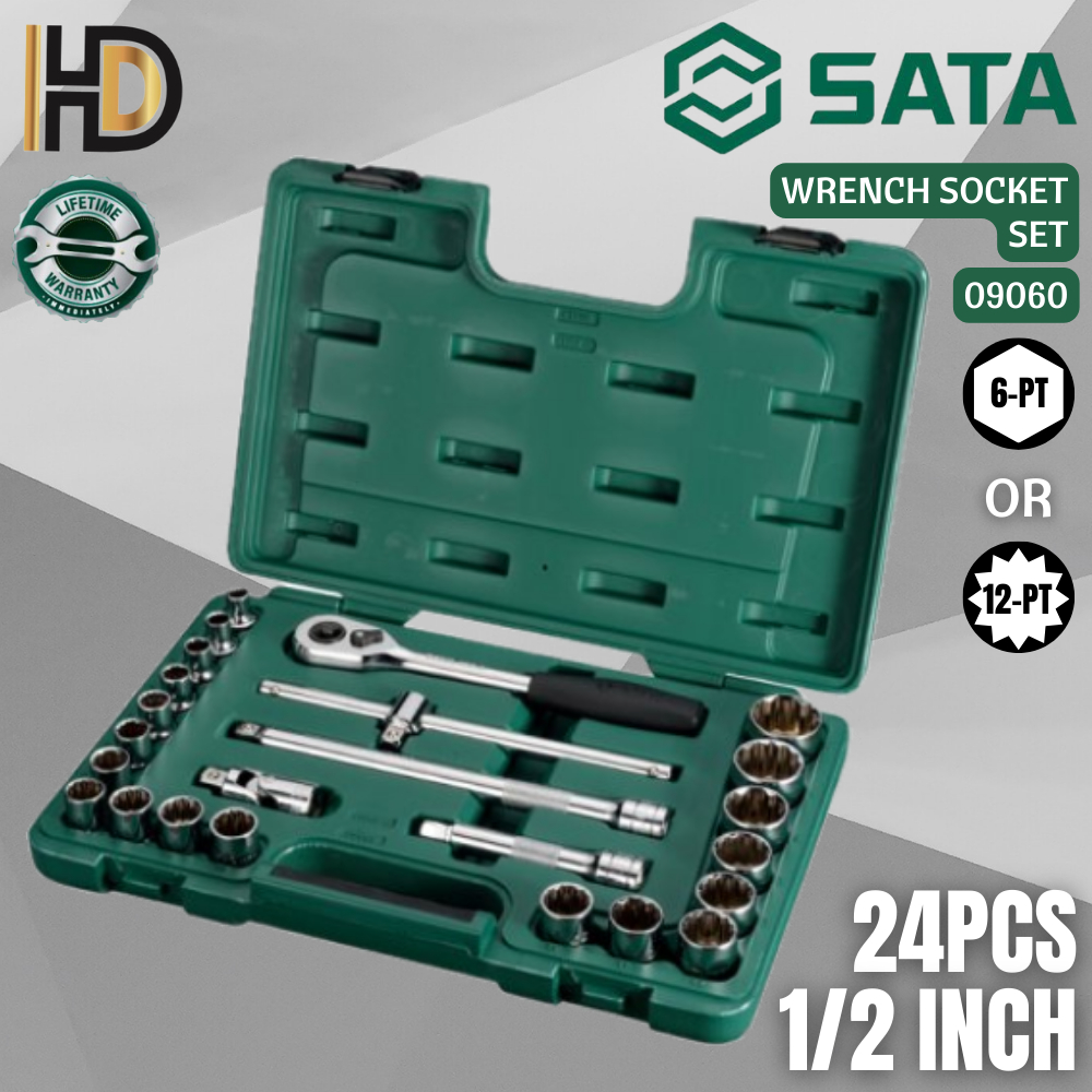 SATA 24 PCS 1/2" Wrench Socket Set / 6 Point & 12 Point Optional ...